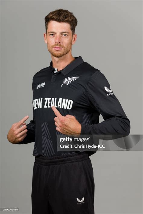 Mitchell Santner Of New Zealand Poses For A Portrait During The Icc