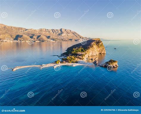 Aerial View Of Sveti Nikola Budva Island Montenegro Hawaii Beach
