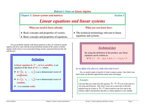 SOLUTION: Linear equations and linear systems study note - Studypool