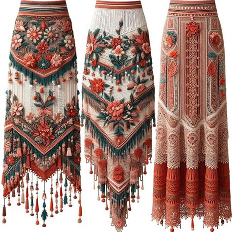 Crochet Embroidered Skirts Design 2024 Casual Dress Outfits Bohemian