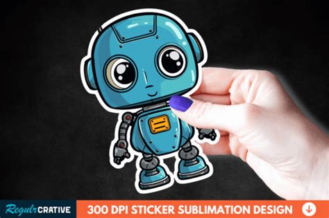 Cute Colorful Robot Sticker Clipart Png Graphic By Regulrcrative