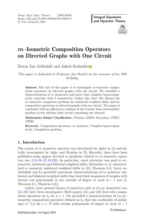 pdf varvec{m} isometric composition operators on directed graphs