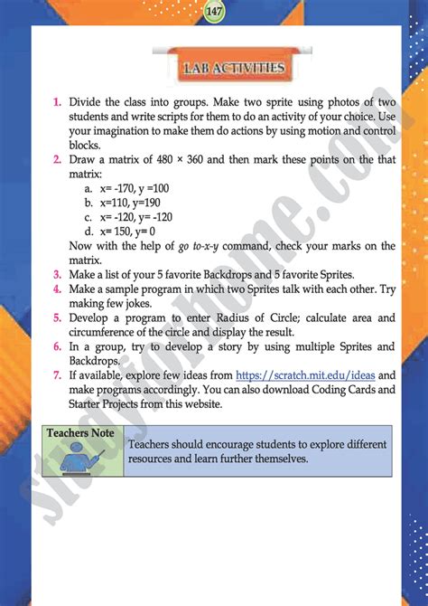 Introduction To Scratch Unit 7 Computer Science 10th Text Book