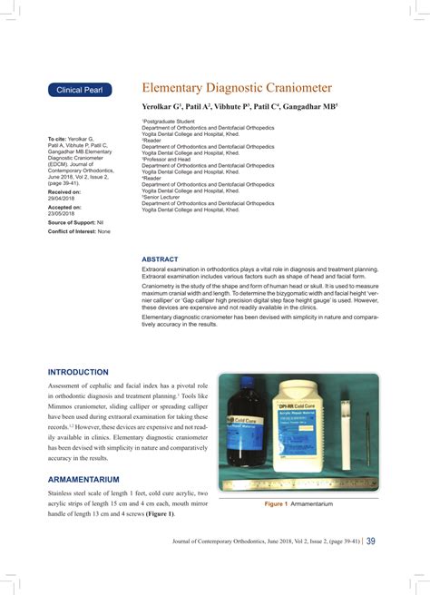 Pdf Elementary Diagnostic Craniometer