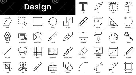 Set Of Outline Design Icons Minimalist Thin Linear Web Icon Set Stock Vector Illustration Of
