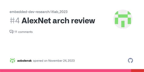 Alexnet Arch Review · Issue 4 · Embedded Dev Researchitlab2023 · Github