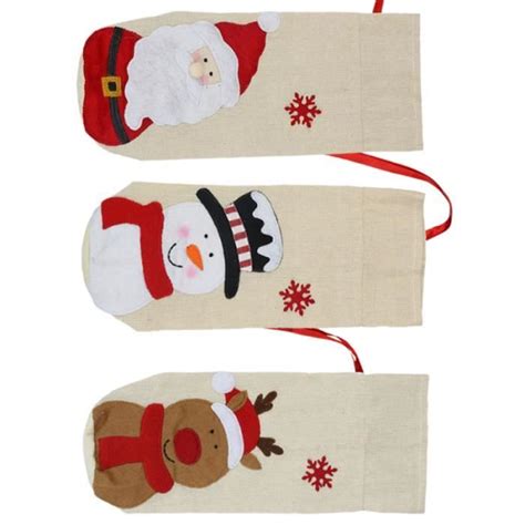 3 Pièces Bonhomme De Neige Dessin Animé Créatif élan Père Noël Sac De