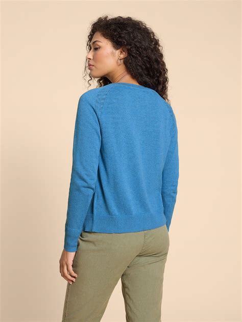 Lulu Cardi In Mid Blue White Stuff
