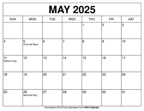 May 2025 Calendar Printable Templates And More