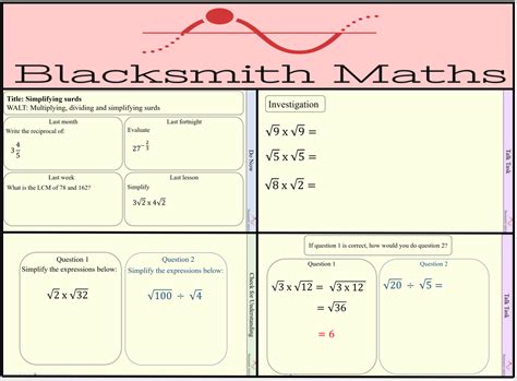 Unit Surds Lesson Bundle Teaching Resources