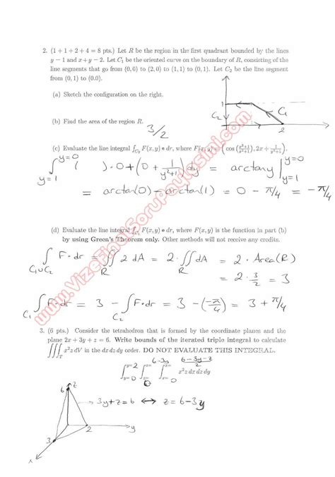Calculus For Functions Of Several Variables Third Short Exam Questions