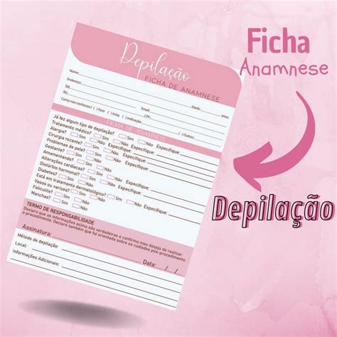 Bloco Ficha de Anamnese Depilação Elo7 Produtos Especiais