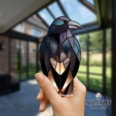 Crow Raven Stained Glass Pattern Crow Suncatcher Raven Stained Glass