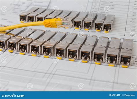 SFP Network Modules For Network Switch And Patch Cord Stock Image Image Of Electronics