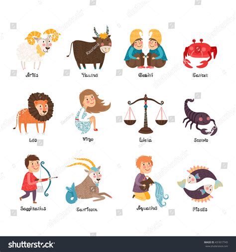 Images Zodiac Signs Aries Taurus Gemini Stock Vector Royalty Free