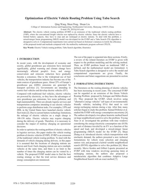 Optimization Of Electric Vehicle Routing Problem Using Tabu Search Pdf Electric Vehicle
