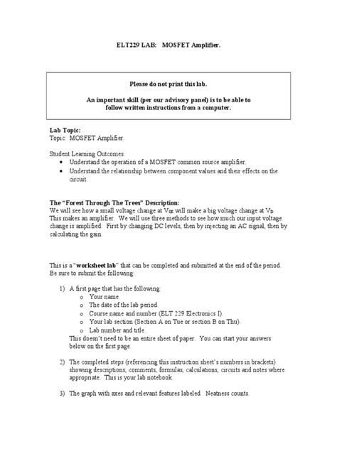 pdf elt229 lab mosfet amplifier dokumen tips