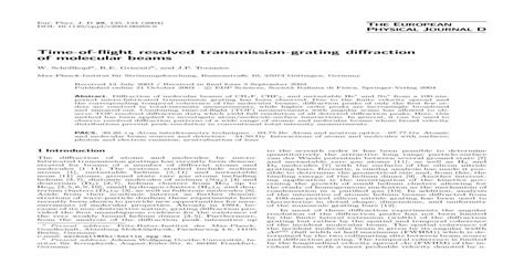 Time Of Flight Resolved Transmission Grating Diffraction Of Molecular