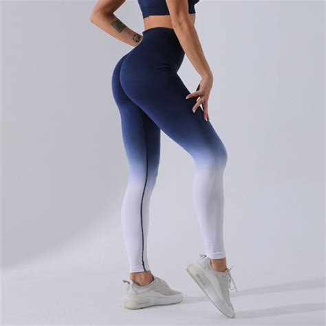 China Women Fitness Sportswear Gym Full Length Leggings Gradient Color Yoga Pants Customised