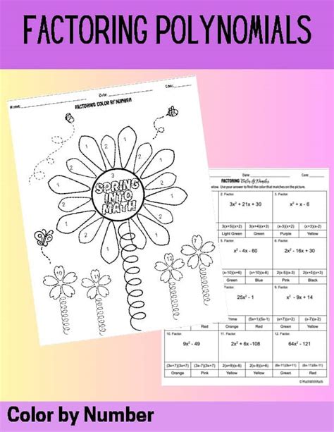 Factoring Polynomials Spring Color By Number By Math With Rath Tpt