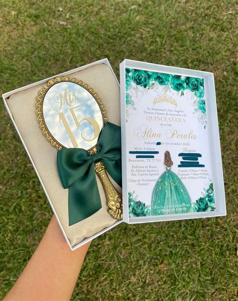 Mirror Quinceañera Invitations Quinceañera Invitations Xv Invitations Emerald Invitations