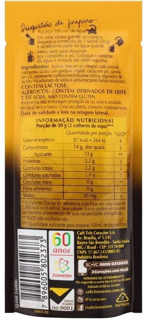 Comprar Cappuccino Classic Sachê 20g 3 Corações Real Entrega