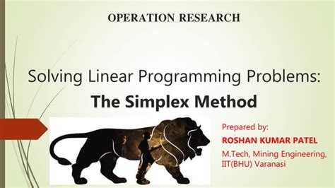 Solving Linear Programming Model By Simplex Method PPT