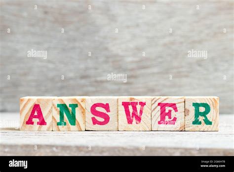 Letter Block In Word Answer On Wood Background Stock Photo Alamy