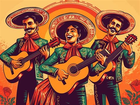 Fiesta mexicana del cinco de mayo ilustración de cantantes de mariachi