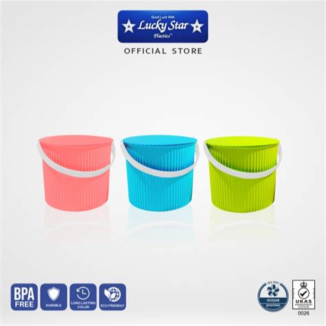 Jual Lucky Star Round Container M Deluxe Timba Tutup Plastik