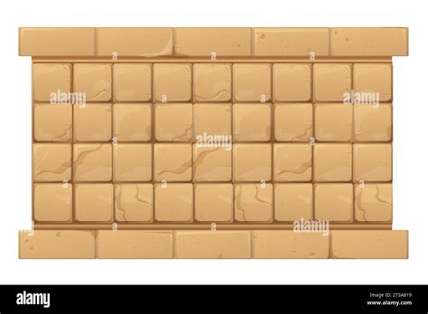 Stone Wall From Bricks Rock Game Background Medieval In Cartoon Style Seamless Textured