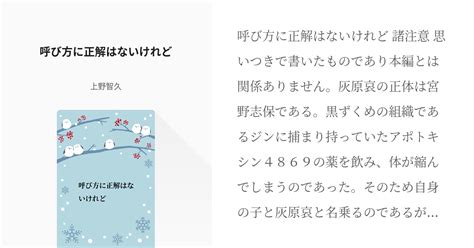 名探偵コナン 江戸川コナン 呼び方に正解はないけれど 上野智久の小説 Pixiv