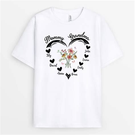 Personalized Moms Flowers Hearts T Shirt Personal House