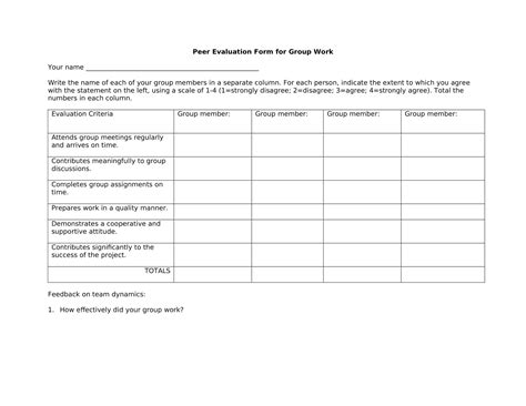 Free Printable Peer Evaluation Templates PDF Excel Babes Group Work