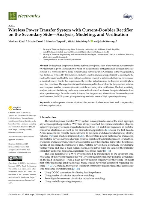 Pdf Wireless Power Transfer System With Current Doubler Rectifier On The Secondary Side