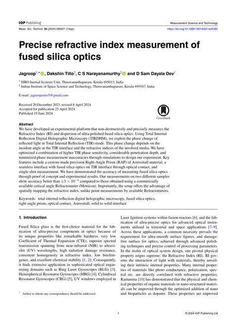 Precise Refractive Index Measurement Of Fused Silica Optics Request Pdf