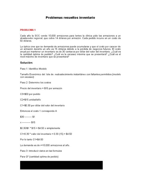 Problemas Resueltos De Inventarios 1 Pdf Inventario Business