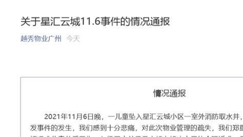 男童坠入小区消防取水井不幸身亡，物业公司致歉并成立调查组凤凰网视频凤凰网