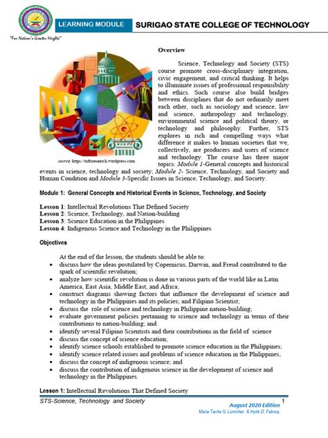 Sts Module 1 Pdf Science Nicolaus Copernicus