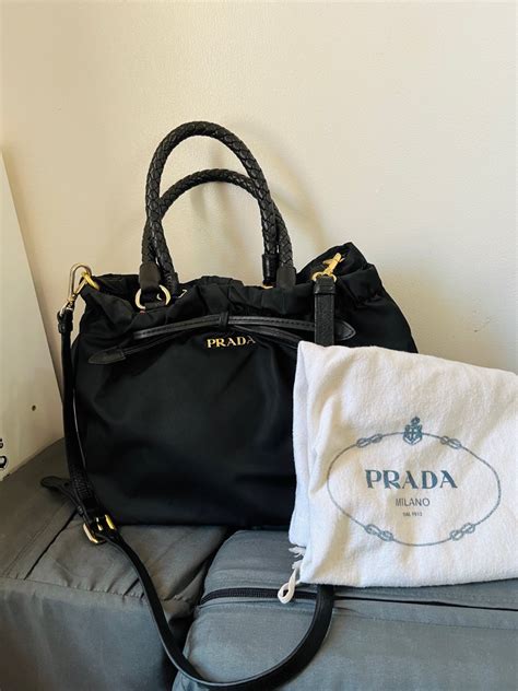 Prada Black Tessuto Nylon Bow Crossbody Tote Bag Luxury Bags