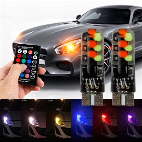 2x 5050 smd rgb led t10 w5w 194 168 auto car wedge side light
