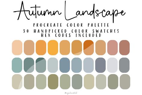 Autumn Landscape Procreate Color Palette Hex Codes Include