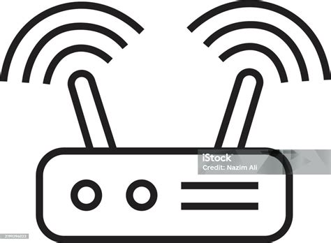 Wifi 라우터 아이콘은 트렌디 한 선형 스타일의 편집 가능한 스톡입니다 광대역 벡터 일러스트 레이 션 그림 통하고 있는 투명한 배경 인터넷 연결 사업 개념 모바일 앱 및