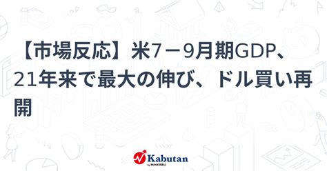 【市場反応】米7－9月期gdp、21年来で最大の伸び、ドル買い再開 市況 株探ニュース
