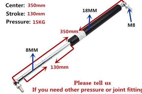 130mm Stroke 15KG Force Auto Gas Spring Strut Damper Gas Strut Shock