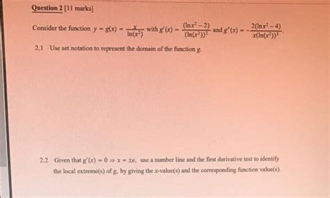 Solved Question 2 11 Marks Consider The Function Y Gx