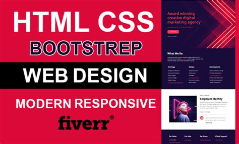 Create Clean And Modern Responsive Web Design Redesign With Html Css