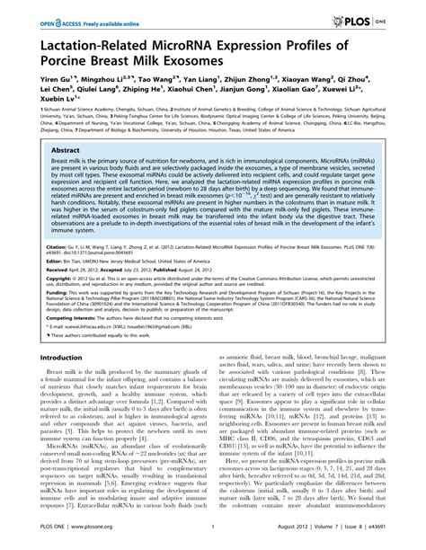 Pdf Lactation Related Microrna Expression Profiles Of Porcine Breast