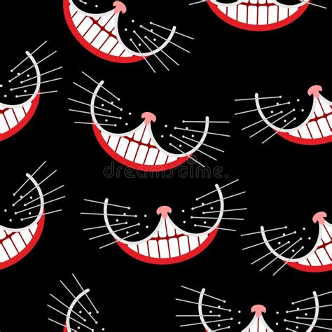 Teste Padrão Sem Emenda Do Sorriso Do Gato De Cheshire Fundo Do Vetor