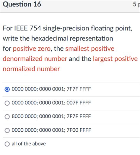 Solved For Ieee 754 Single Precision Floating Point Write